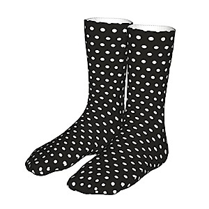 CWTYEOXE White Black Polka Dot Socks for Men Women Casual Crew Socks Comfort Sport Work Mid Tube Stockings 40 Cm