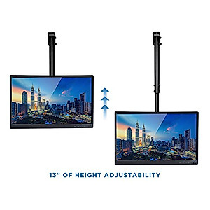 Mount-It! TV Ceiling Mount Bracket, Adjustable Height Full Motion 360 Deg Rotation Tilting Swiveling for Flat Panel LCD LED OLED Plasma TVs, Fits up to 75 Inch TVs, 110 Pound Capacity, Black (MI-509B)