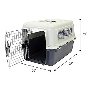 SportPet Designs Plastic Kennels Rolling Plastic Wire Door Travel Dog Crate - Medium, Gray (CM-2001-CS01)