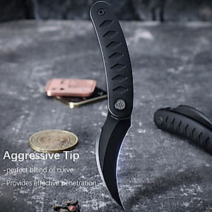 Cavol Knife Kage-C03 Front Flipper Knife,2.52" M390 Stonewashed Blade Pocket Knife,3.39" 6AL4V Titanium Handle,Ceramic Ball Bearing with Liner Lock,Outdoor Folding Knife (Black)