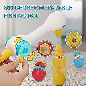 Hiitytin Bath Toy for Toddlers 1-3 Bathtub Toy with Fishing Floating Squirts Toy Water Scoop Swimming Egret Bird and Stacking Cups (6 Pack)