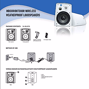 Sound Appeal Wireless Streaming 6.50" Indoor/Outdoor Weatherproof Patio Speakers, Bluetooth Speaker (White - Pair)