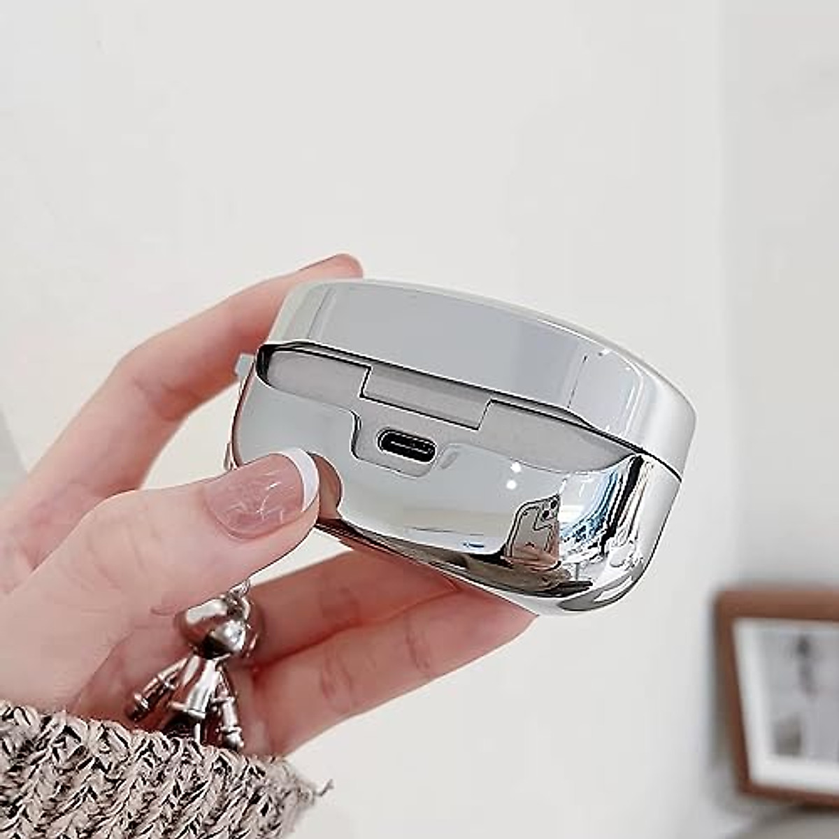 Sony WF-1000XM4 Case Cover, Soft Silicone Protective Case Lmitation Stainless Steel Color Skin for Sony WF-1000XM4, Shockproof, Sony WF-1000XM4Earbuds Case, Wireless Charging