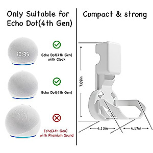 ZUOLACO Dot 4th/5th Generation Wall Mount Holder, All New Dot 4 Gen Outlet Hanger, Smart Speaker Stand, Space-Saving Accessories, Built-in Cable Management Shelf, White…