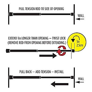 iDesign Cameo Metal Tension Curtain Rod for Bathtub, Shower Stall, Closet, Doorway, Expandable 50”-87”, Matte Black