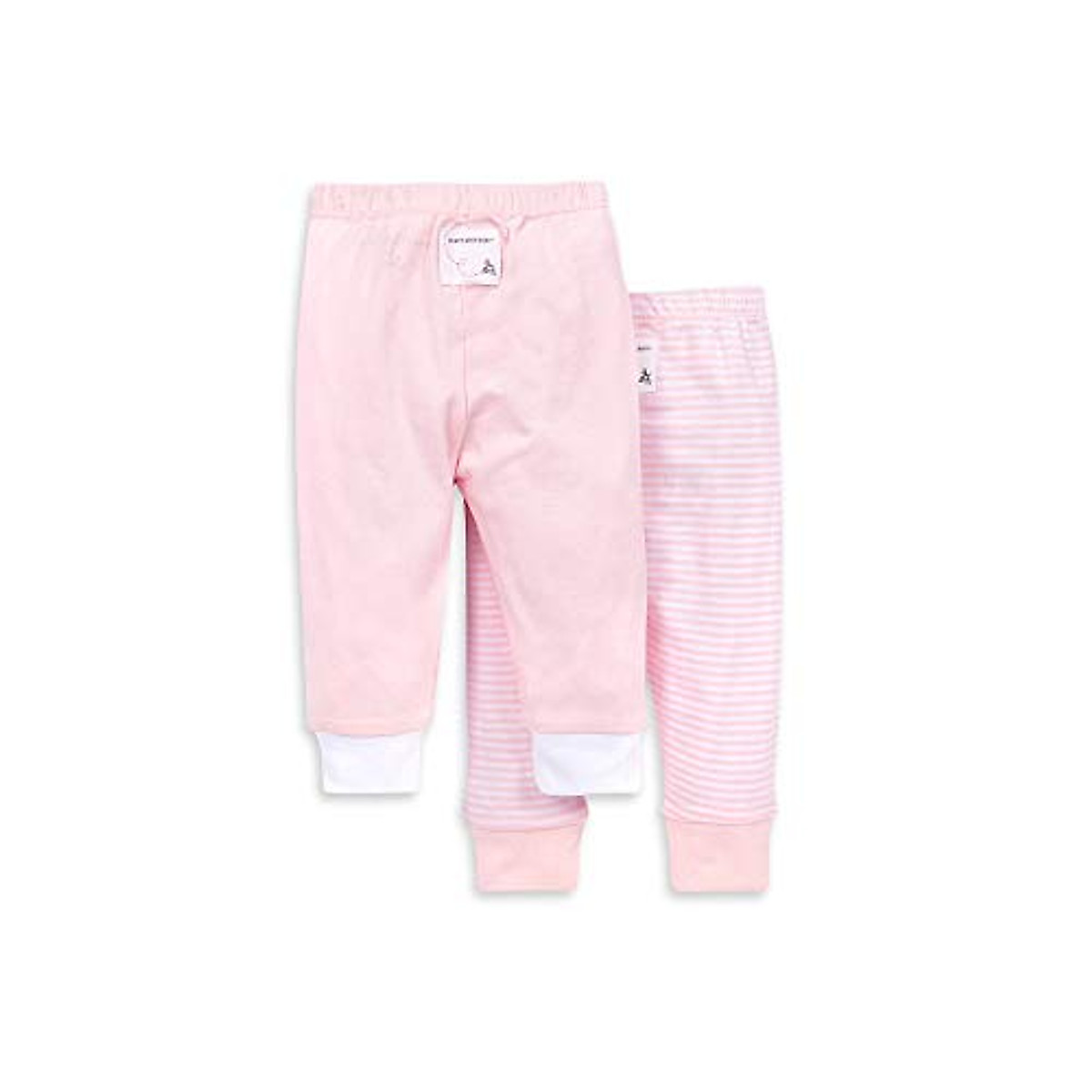 Burt's Bees Baby unisex baby Pants, of 2 Lightweight Knit Infant Bottoms, 100% Organic Cotton and Toddler Layette Set, Blossom Solid/Stripes, 0-3 Months US