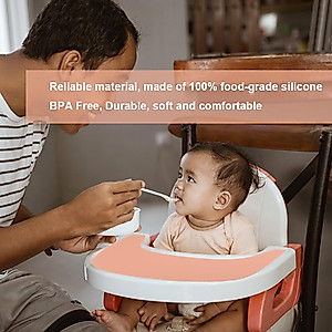 2 Pcs Silicone High Chair Placemat for Stokke Tripp Trapp Chair,Baby High Chair Tray Finger Foods Placemat for Baby, Toddlers(Bean Paste and Light Gray)