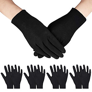 SATINIOR 24 Pairs Black Cotton Gloves Stretchy Work Gloves Reusable Soft Mitten for Men Women Working Handling Jewelry Doing House Work