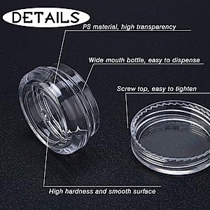 25 Count 3 Gram Sample Containers, Clear Lip Balm Containers with Lids, Small Plastic Sample Jars with 2 Mini Spoons, 25pcs Labels (Clear Lid)