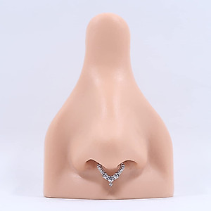 FANSING 16g Septum Jewelry 8mm Septum Rings for Women 316L Surgical Steel Daith Clicker Silver CZ 8mm Daith Jewelry 16 Gauge Teardrop Septum Piercing Jewelry Hypoallergenic