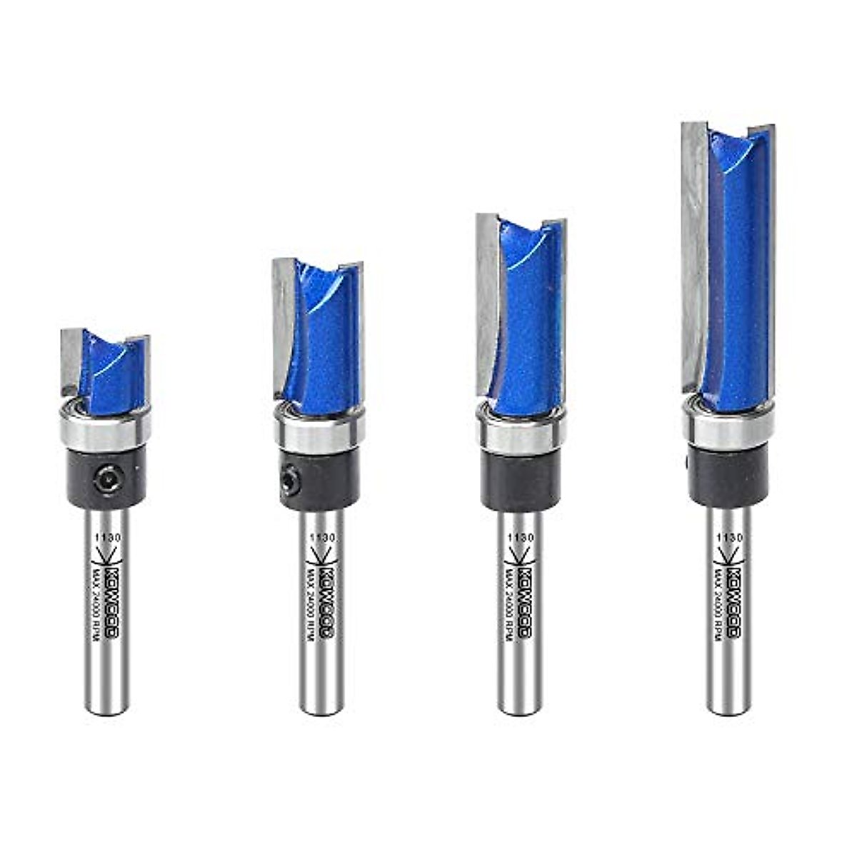 KOWOOD Plus Round-Over Edging/45° Chamfer/Core Box/90° V Groove Router Bit Set in C3 Carbide Tipped for Woodwork (Round-Over Edging)