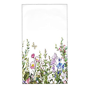 Snrfory Fingertip Towel Watercolor Wildflower Leaves Large Hand Towel for Bathroom Kitchen Spa (15.7x27.5 Inch)