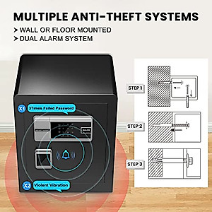 Marcree Biometric Fingerprint Safe Box, 2.0 CUFT Fingerprint Security Safe Box with Combination Lock and Voice Prompt and Dual Warning and Private Inner Cabinet for Money Documents Valuables