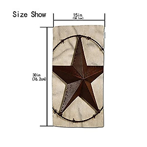 HGOD DESIGNS Texas Star Hand Towels,Rusty Iron Western Texas Star Soft Bath Hand Towels for Bathroom Kitchen Hotel Spa Hand Towels 15"X30"