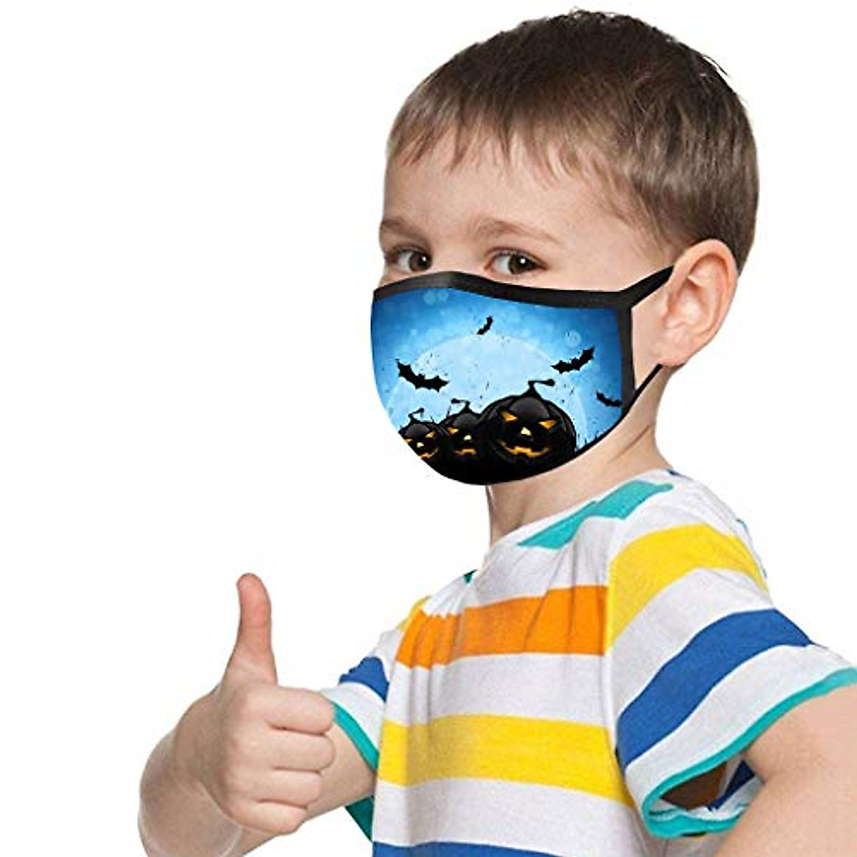5/10PCS Fashion Halloween Classic Pattern Face Bandanas Washable Reusable Facewear for Kids Boy Girl (5PC,c)