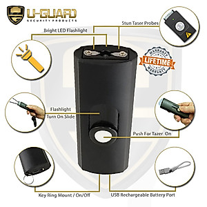 Stun Gun Micro Keychain Pepper Spray Self Defense Kit. Personal Less Lethal Weapons Bundle for Women Or Men. High Volt Rechargeable Keychain Mini Stun Gun & Key Ring Max Strength Pepper Defense Spray