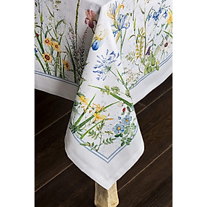 Maison d' Hermine Table Cover 100% Cotton 54"x72" Decorative Tablecloth Washable Rectangle Tablecloths, Dining, Home, Wedding, Banquet, Buffet, Fleurs De Mai - Spring/Summer