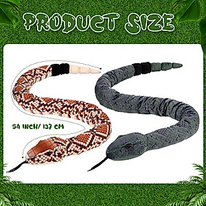 Moneer 2 Pcs Halloween Realistic Animal Snake Stuffed Animal 54 Inch Long Stuffed Animal Plush Snake Rattlesnake Plush Toy Giant Snake Fake Stuffed Snake for Halloween Christmas