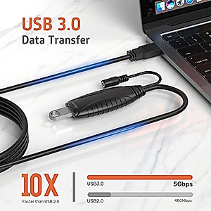 Alxum USB 3.0 Extension Cable 25FT, Active USB Extension Cable Male to Female with Signal Booster, Long USB Repeater/Extender Cord 7.5 Meters for Printer, Webcam, Mouse, with 5V2A Power Adapter