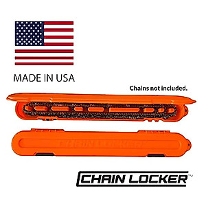 Chain Locker Original Chainsaw Chain Storage Case Orange Organization Box Universal for 6”, 8”, 10”, 12”, 14”, 16”, 18” and 20” Blade Chains Made in USA