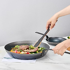 Restaurantware Met Lux 16 Inch Fry Pan, 1 Lightweight Frying Pan - Induction-Ready, Triple-Riveted, Black Carbon Steel Cooking Skillet, Durable, For Searing, Sauteing, And Browning Food