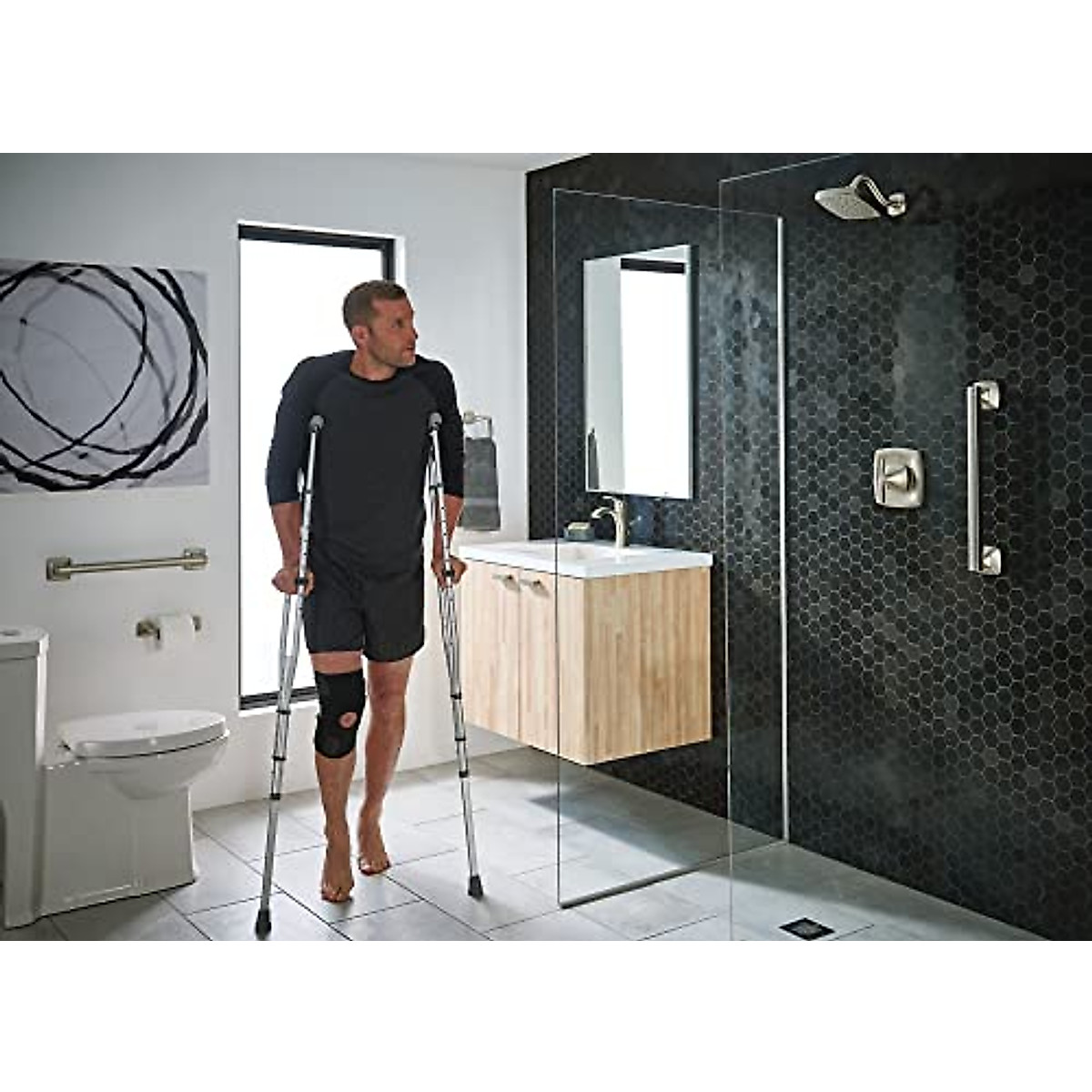 Moen Voss Collection Brushed Nickel Bathroom Hand Towel Ring, Wall Mounted Open Towel Ring, YB5186BN 11.61 x 2.83 x 6.81 inches