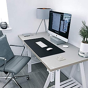 Leather Desk Pad 36" x 20", Vine Creations Office Desk Mat Waterproof Black, Smooth PU Leather Large Mouse Pad and Writing Surface, Top of Desks Protector, Wide Dual-Sided Blotter Accessories Decor