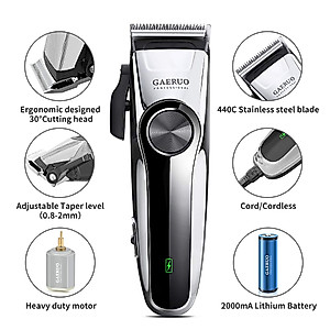 GAERUO Professional Hair Clippers for Men-Cordless/Cord Hair Trimmer,Pro Hair Clipper Cutting Kit,Electric Cutting Trimmer Set, Rechargeable Haircut & Grooming Kit for Baber, Salon, Home RFC-1713