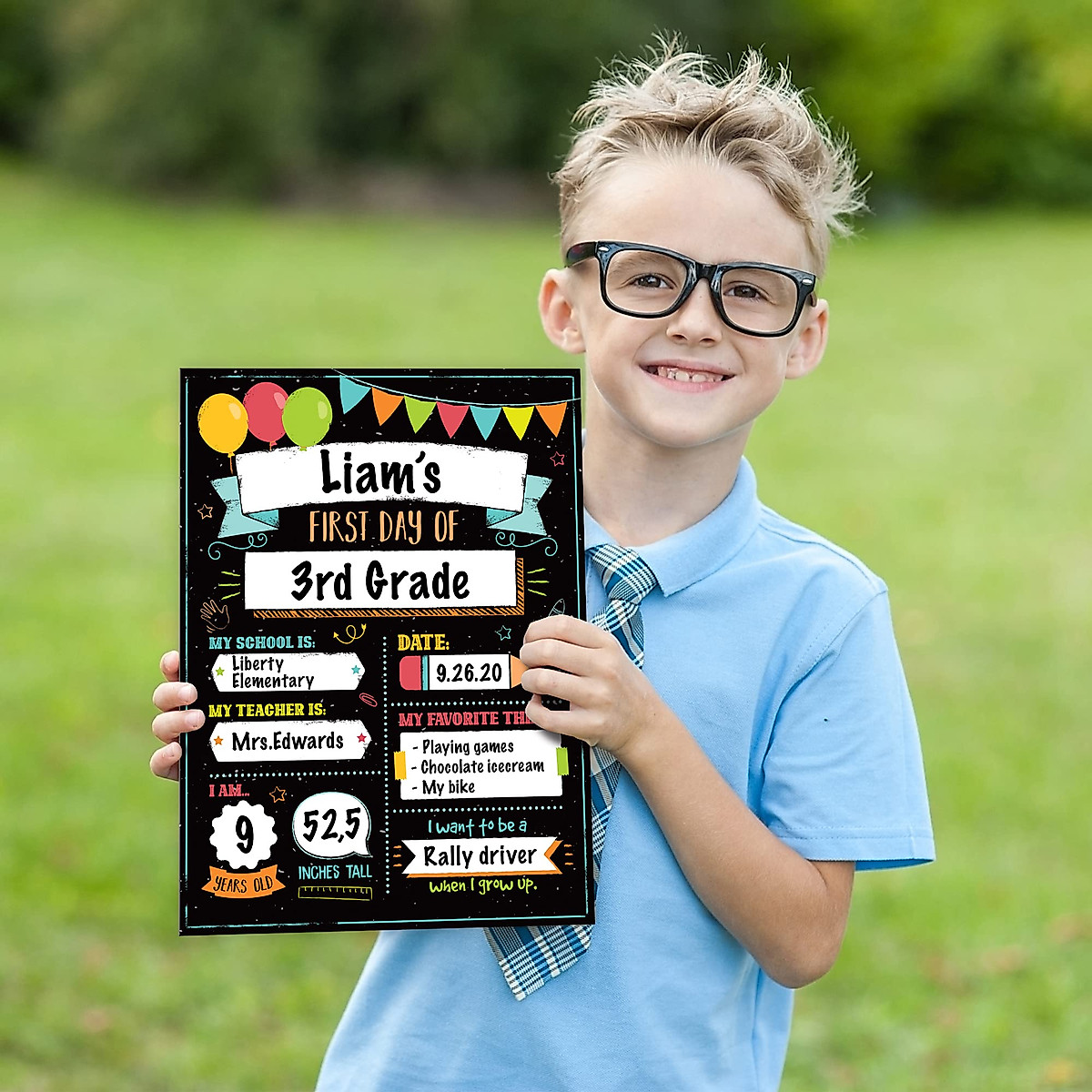 Beautiful First and Last Day of School Board Signs Set of 12 - Reversible 12" x 9" Back to School Cards for Lasting Memories - Perfect Photo Prop Chalkboard Prints for Kindergarten and School