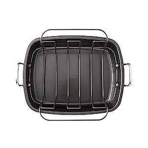 Chicago Metallic Nonstick Roaster with Floating Rack, 18-Inch-by-13-Inch, Black
