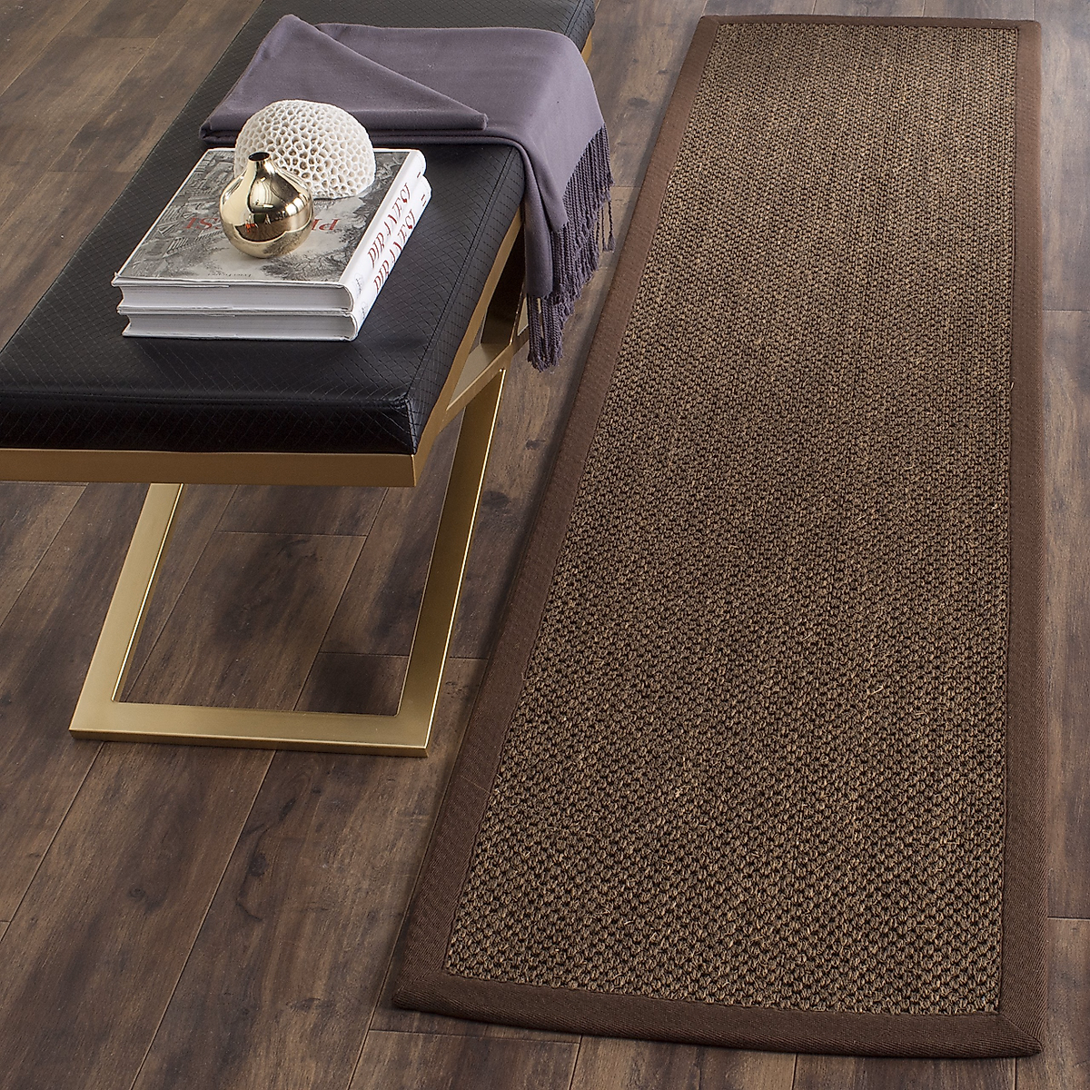 SAFAVIEH Natural Fiber Collection Accent Rug - 2' x 4', Brown & Brown, Border Sisal Design, Easy Care, Ideal for High Traffic Areas in Entryway, Living Room, Bedroom (NF443D)