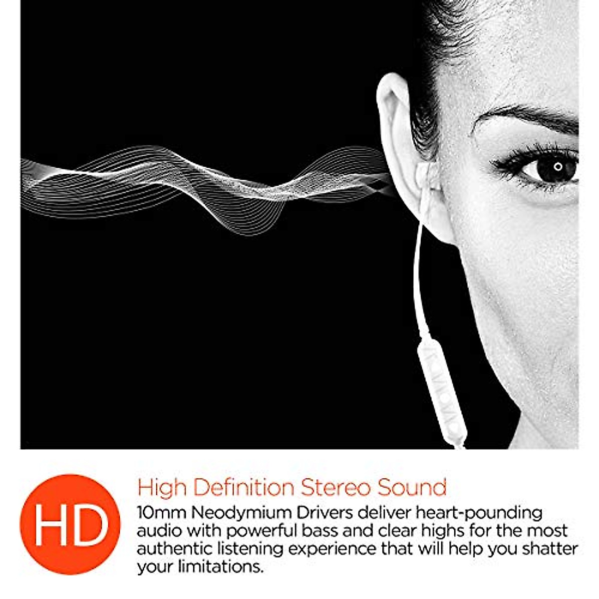 HyperGear Flex 2 Sport Wireless Earphones. Hands-free Music & Calls + Removable Neckband & Sweat-proof For At The Gym,Cycling,Running &Walking (White)