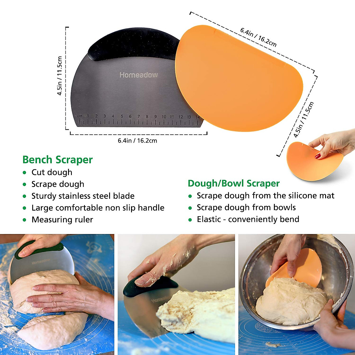 HOMEADOW Banneton Bread Proofing Basket - Perfect Gift - 11 Pcs Kit: 10' Oval + 9' Round Brotform, Liner, Bread Lame, Bench Scraper, Dough Scraper, Stencils, Baking Mat, Bread Bag, Brush | Sourdough