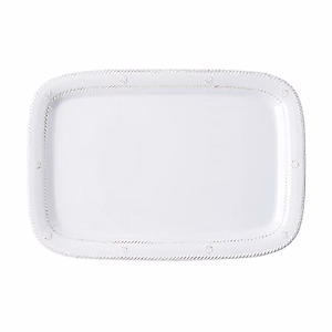 Juliska - Berry & Thread Melamine Tray 16 in. - Whitewash, Melamine Serving Tray - Unbreakable, White Melamine, Decorative Embossed Melamine Tray