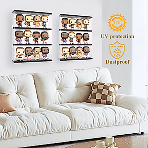 DuvinDD Acrylic Display Case Wall Mounted Funko POP Shelves, Clear Collectibles Showcase Display Cabinet with Sliding Door for Lego Figure Dustproof Storage Box Black(11.8x3.3x14.8inch)