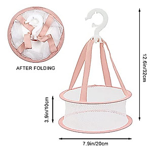 Mini Mesh Shower Dry Basket, Hanging Drying Net, Bath Organizer Storage for Makeup Brush, Beauty Sponge Blender, Windproof Airing Drip Dryer Rack for Bathroom, Laundry (Pink)