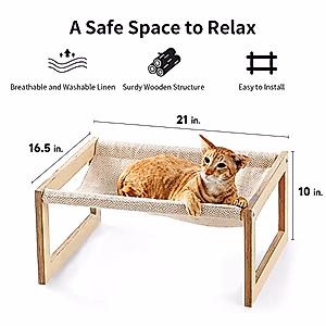 FUKUMARU Dog Bed, Large Breathable Cat Bed, Wooden Cat Hammock for Outdoor, 21 X 16.5 Inch Elevated Pet Furniture Suitable for Kitty, Puppy, Rabbit, Bunny and Small Animal
