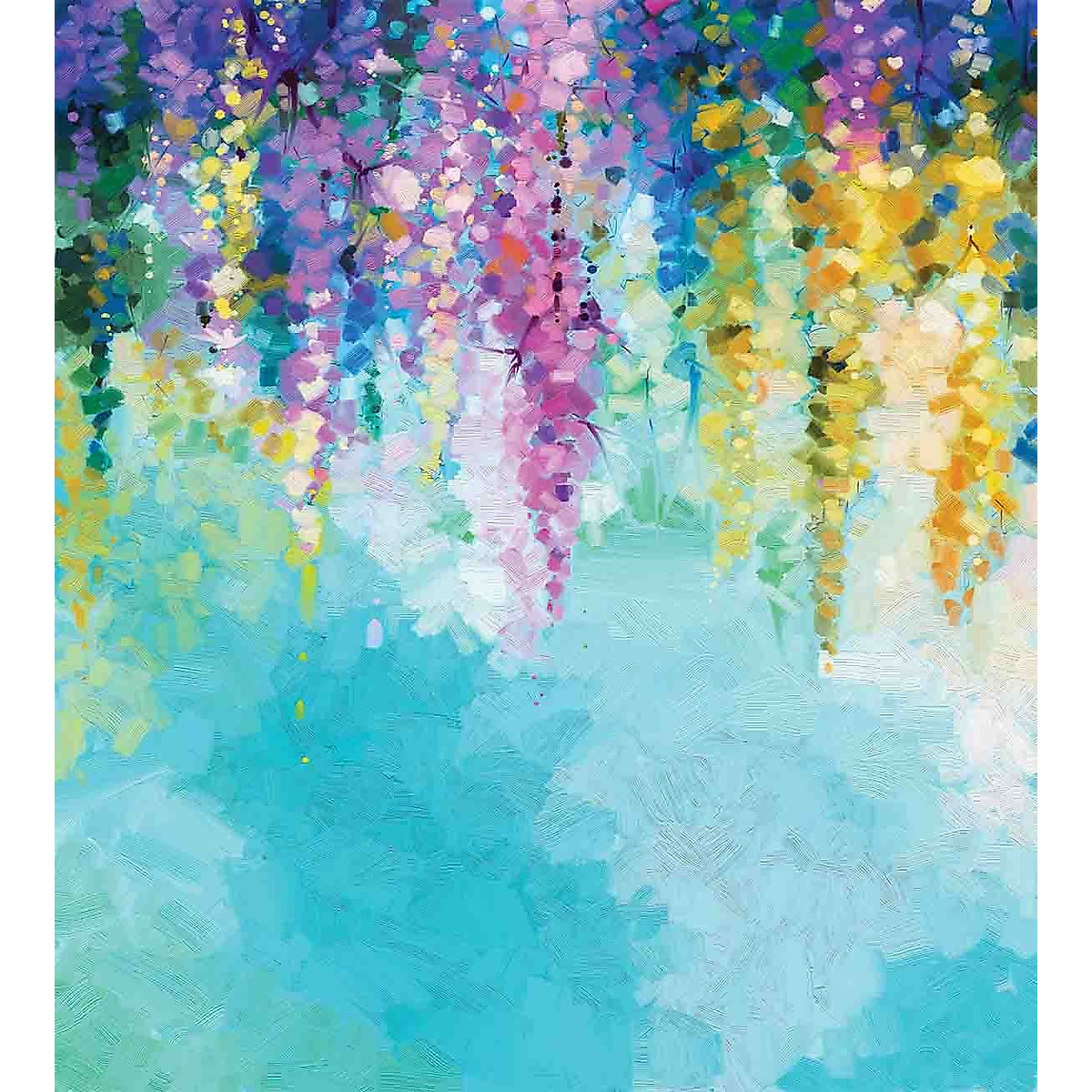 Ambesonne Flower Duvet Cover Set, Abstract Ivy Romantic and Landscape Spring Floral Art Nature Theme, Decorative 3 Piece Bedding Set with 2 Pillow Shams, King Size, Turquoise Purple