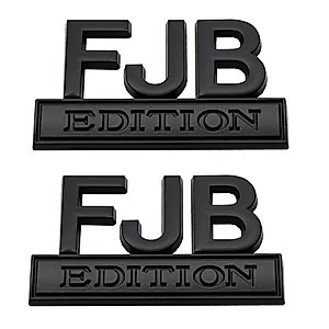 2pcs FJB Edition Emblem - Badgeslide The Original FJB Edition Emblem Fender Badge, Car Truck 3D Letter Emblem Badge Sticker Decal (Black)