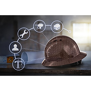 ProtectX Premium Full Brim Hard Hat, Cascos De Construccion for Safety, Vented, 6-Point Adjustable Ratchet Suspension, Brown, OSHA/ANSI Compliant