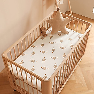 Choc chick 2 Pack Crib Sheets Bassinet Sheet Pack N Play Sheets Fitted, 100% Organic Cotton Ultra Soft, Machine Washable Stretchy Snug Breathable (Unicorn+Bear, Bassinet Sheets 32" x 16"x 3")