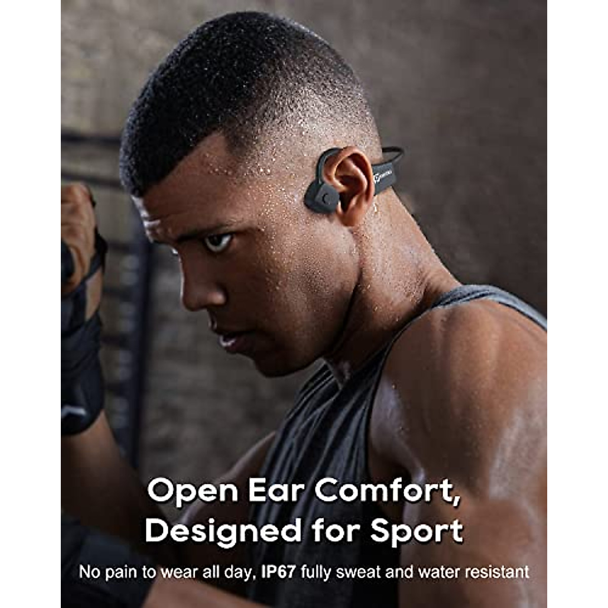 Bone Conduction Headphones Bluetooth 5.2,IP67 Waterproof Open Ear Headphones with Mic,Sweatproof Wireless Sport Earphones,Inductivv Bone Conduction Headset for Workouts,Running,Cycling and Gym(Black)