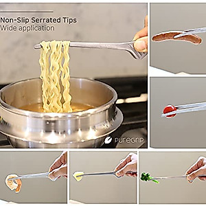 (Set of 2) Made in Korea, Self-Standing Tongs for Korean & Japanese BBQ, Veggies and Seafood, Tweezers & Pincette, Clean & Convenient Use, Premium Stainless Steel, Non-Slip Serrated Tips