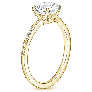 10K Solid Yellow Gold Handmade Engagement Ring 3.0 CT Round Cut Moissanite Diamond Solitaire Wedding/Bridal Ring Set for Women/Her Propose Ring (5.5)