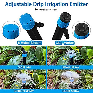 AWOWZ Drip Irrigation Kit, 111.5FT Adjustable Garden Watering System, Patio Misting Plant Watering System with 1/4''Tubing Hose and Drip Connectors, Complete Irrigation System for Raised Garden Bed, Yard,Lawn