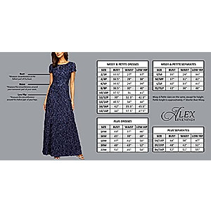Alex Evenings Women's Tea Length Jersey and Rosette Lace Dress (Petite and Regular), Navy Tie Front, 6