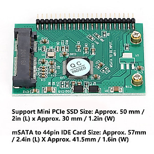 44pin Standard Male IDE Connector Cards for MSATA SSD, Laptop 1.8in IDE PCI E SSD Hard Drive Adapter Card, Compatible for DOS/Win3.1/NT4/98SE/ME/2000//XP/Vista/UNIX/Linux