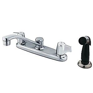 Kingston Brass GKB262 Magellan Twin Canopy Handles 8-inch Kitchen Faucet Sidesprayer, Chrome