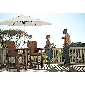 KINGYES Embossed Balcony Chair, Tall Adirondack Chair Set of 2 Outdoor Adirondack Barstools with Connecting Tray, High Airondack Chair with Wood Grain, Brown