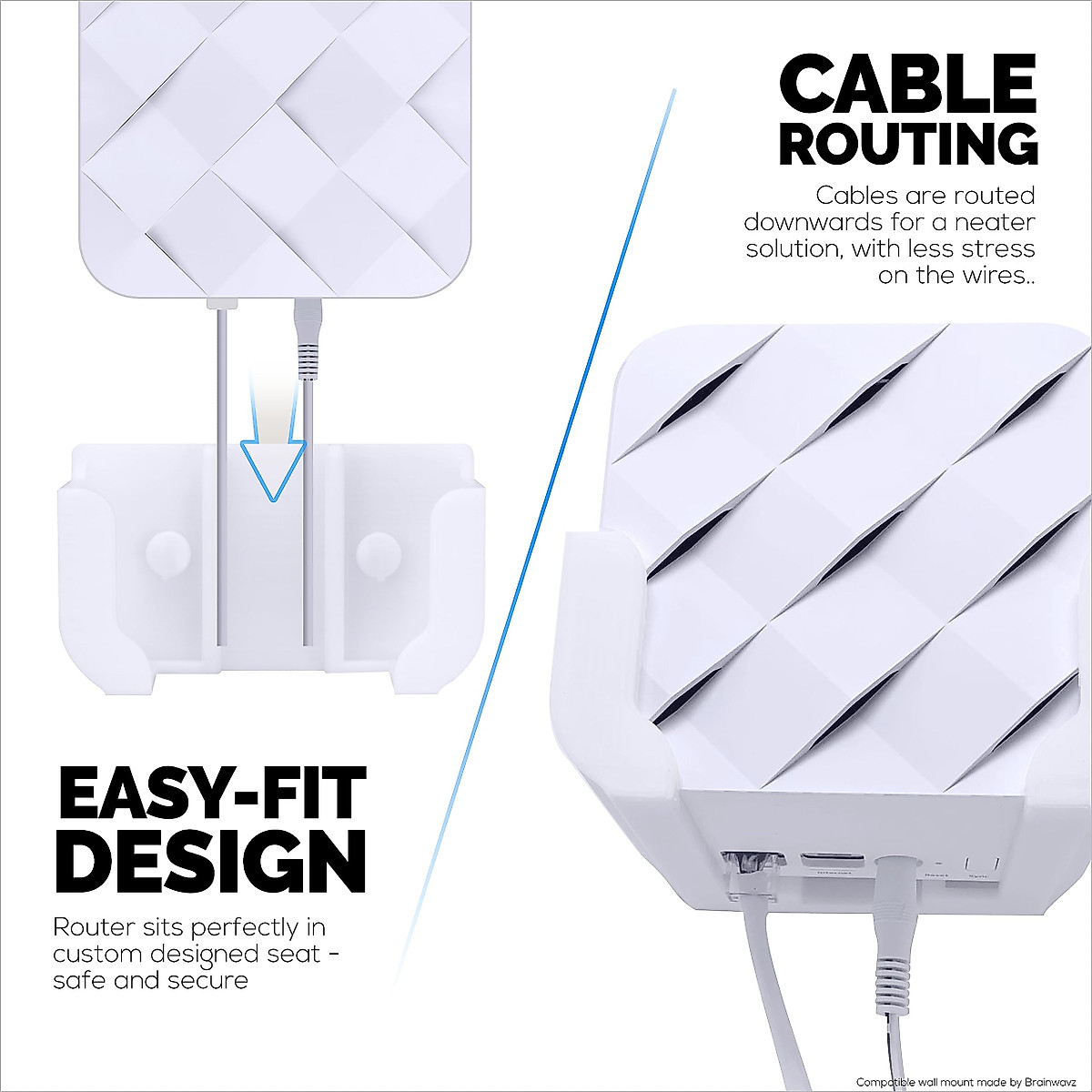 Adhesive Wall Mount for Netgear Orbi RBK13 Router, Strong VHB Adhesive, Easy to Install, Reduce Interference & Increase Range, Stick On & Screw-in Mounting by Brainwavz